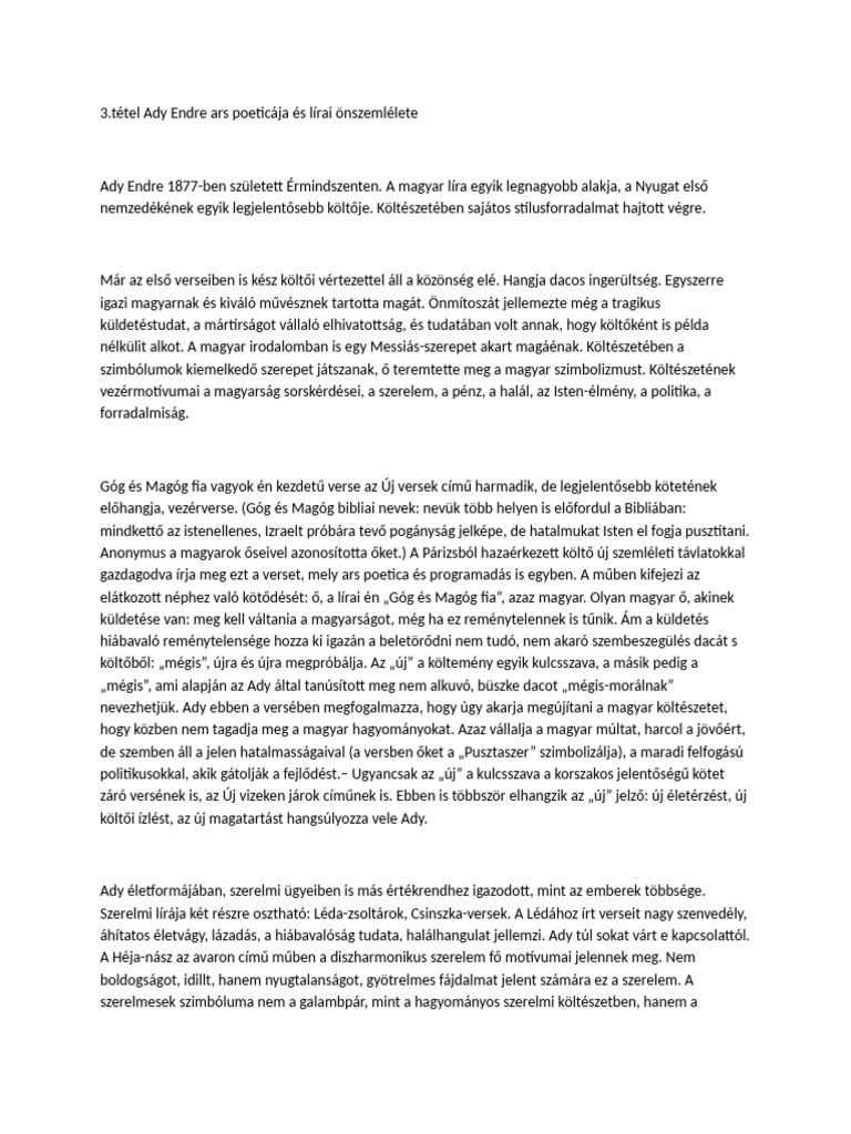 3. Ady Endre - Ars poeticája | PDF