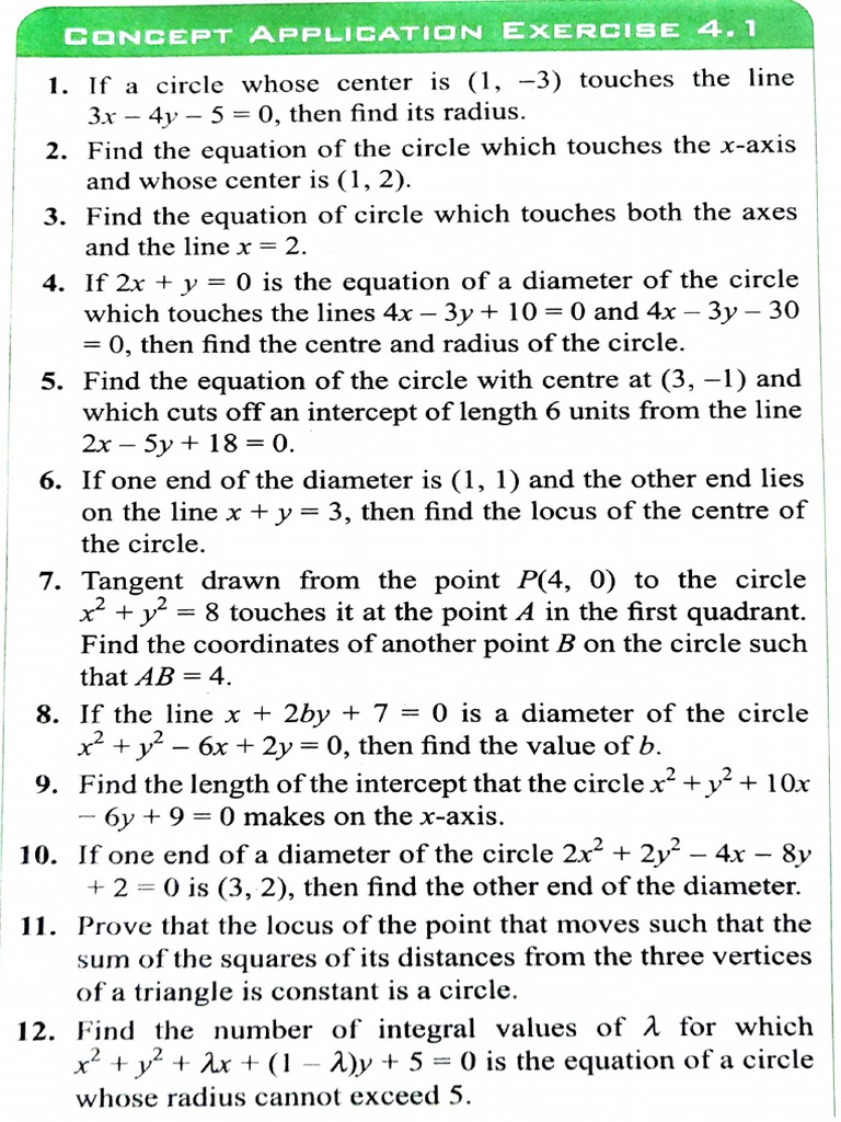 Circle Geometry Problems for Class 11 | PDF | Circle | Cartesian ...
