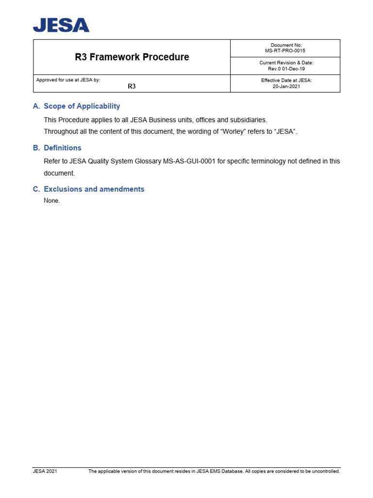 MS RT PRO 0015 R3 Framework Procedure | PDF | Emergency Management | Emergency