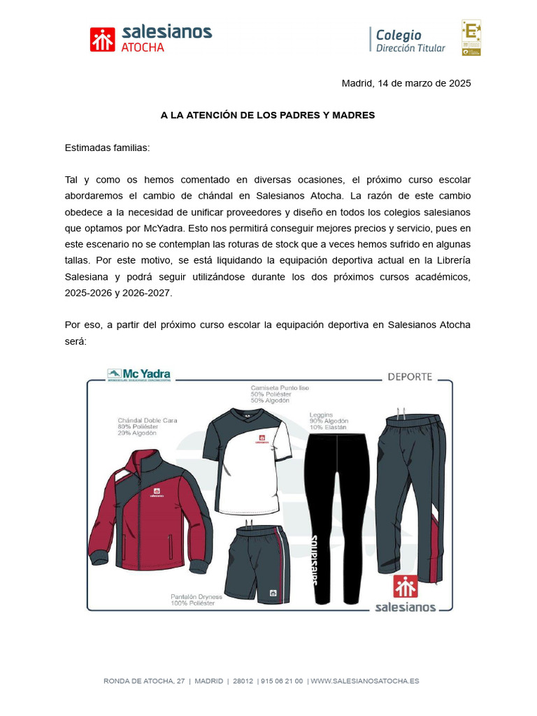 C14. Información Sobre Uniformidad Escolar | PDF | Ropa