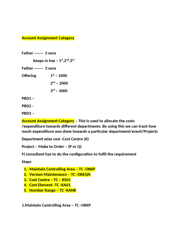 Account Assignment Category 250225 | PDF