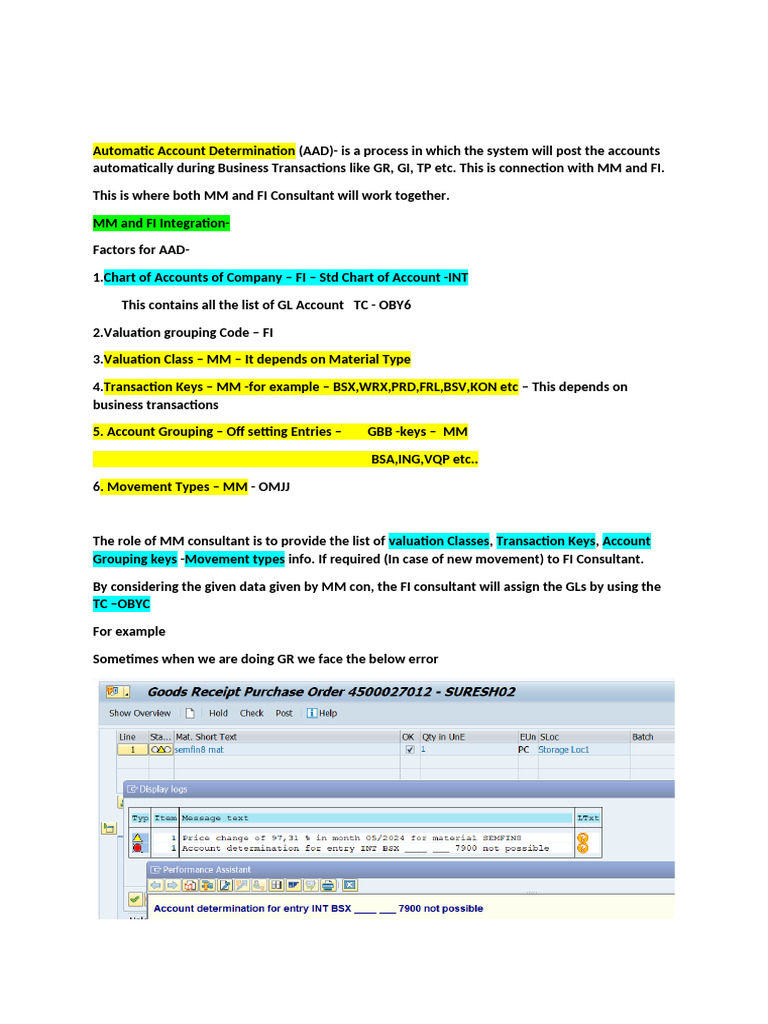Automatic Account Determination in SAP | PDF | Computer Programming ...