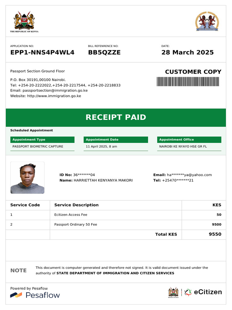 Epp1-Nns4p4wl4-Immigration Receipt | PDF | Passport | Access Control