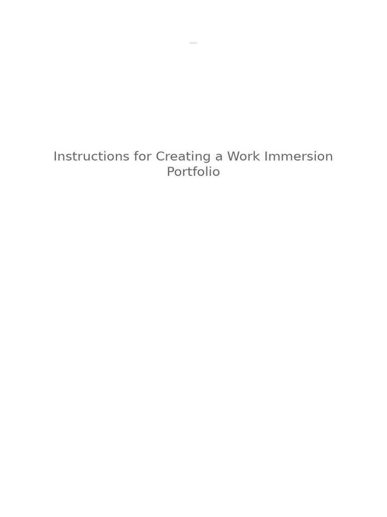 Instructions-For-Creating-A-Work-Immersion-Portfolio New | PDF | Business Process | Résumé