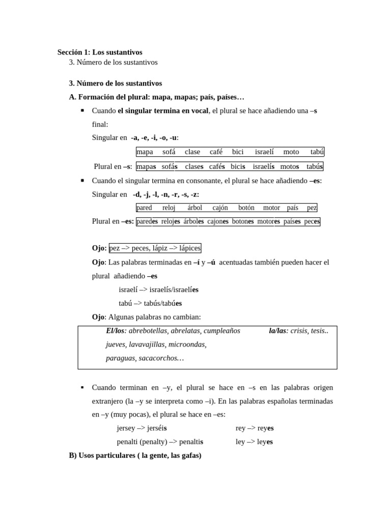 Plural de sustantivos y adjetivos | PDF | Adjetivo | Sustantivo