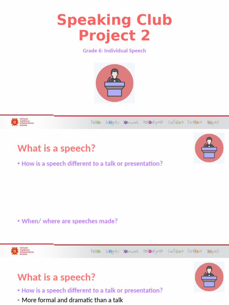 G6 Speaking Club Project 2 - Speech | PDF | Fluency | Speech