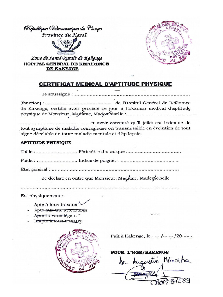 Attestation Medicale | PDF