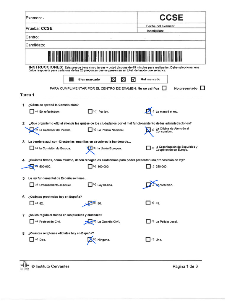 Modelo Examen CCSE | PDF