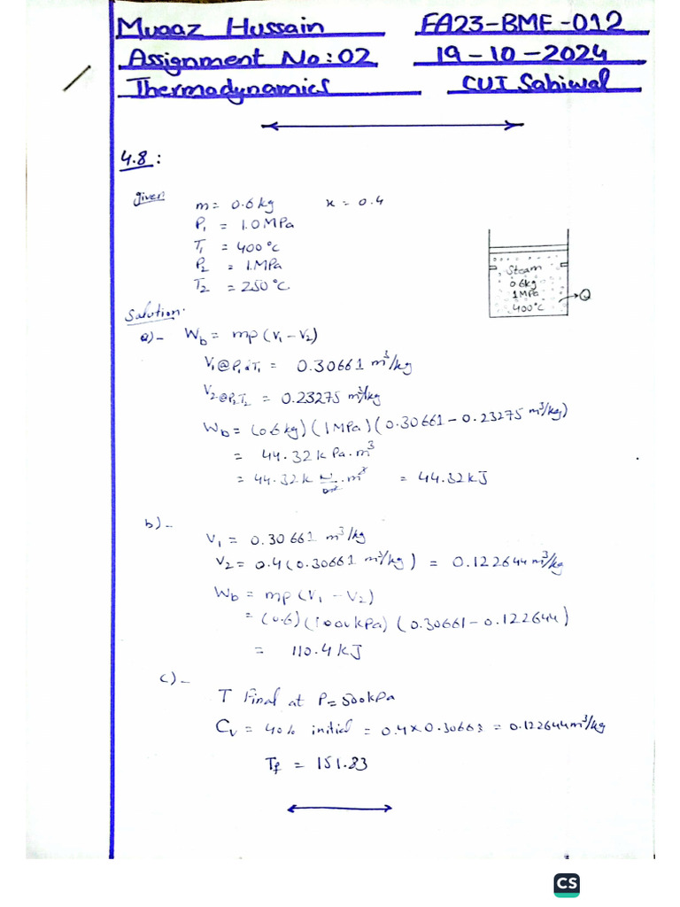 Thermodynamics Assignment 2 | PDF