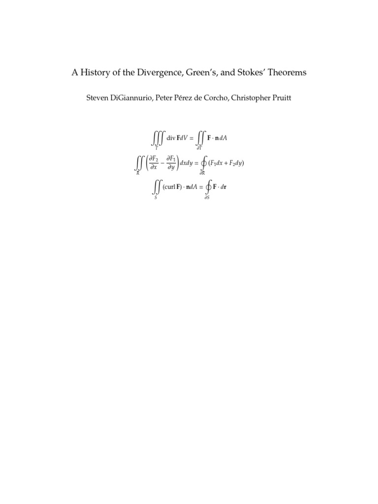Divergence Greens and Stokes Theorems - A history | PDF | Mathematics ...