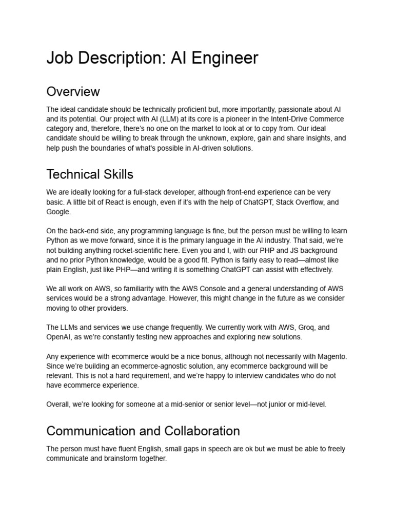 AI Engineer Job Responsibilities | PDF | Learning | Human Communication