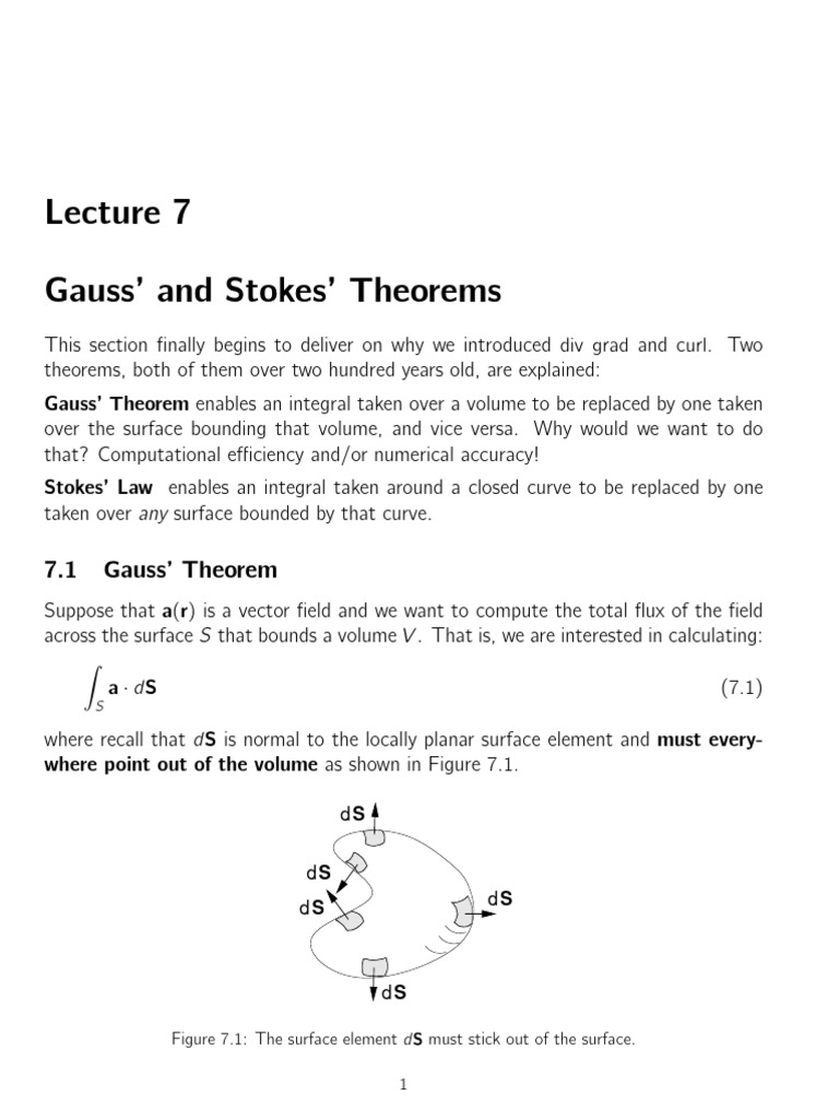Gauss' and Stokes' Theorems Explained | PDF | Mathematical Physics ...