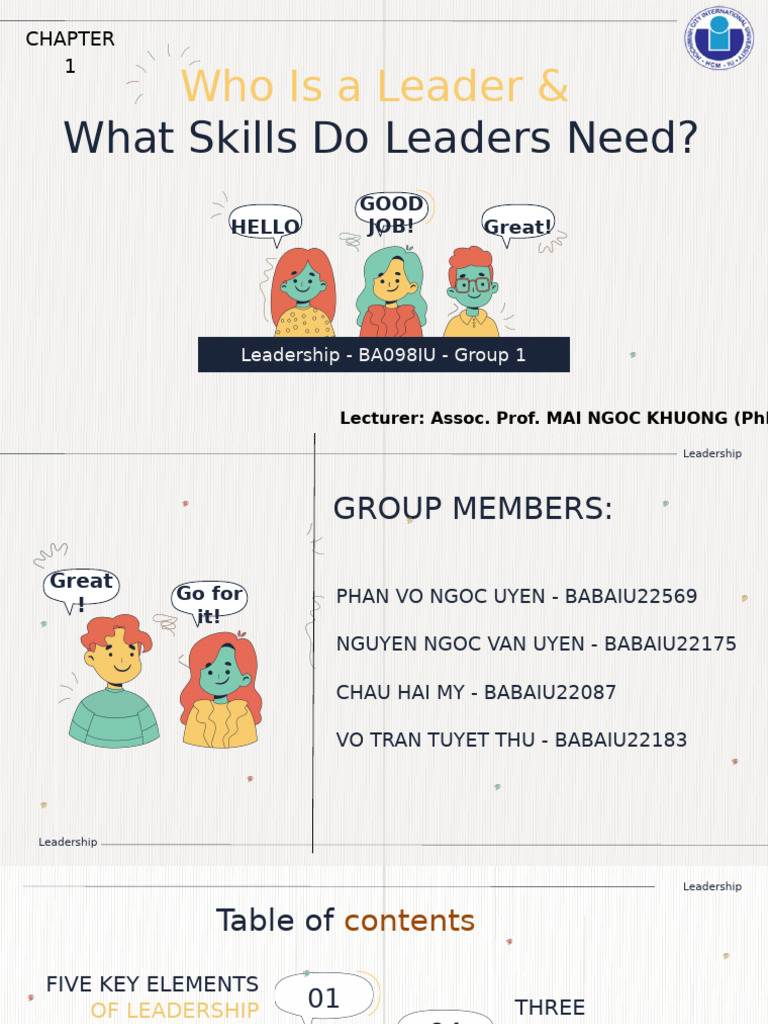 Group 1 - Chapter 1 Slides | PDF | Leadership | Social Psychology