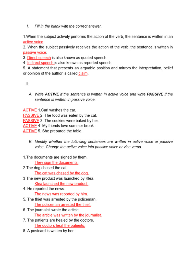 Answer Key Long Quiz | PDF | Grammar | Syntax