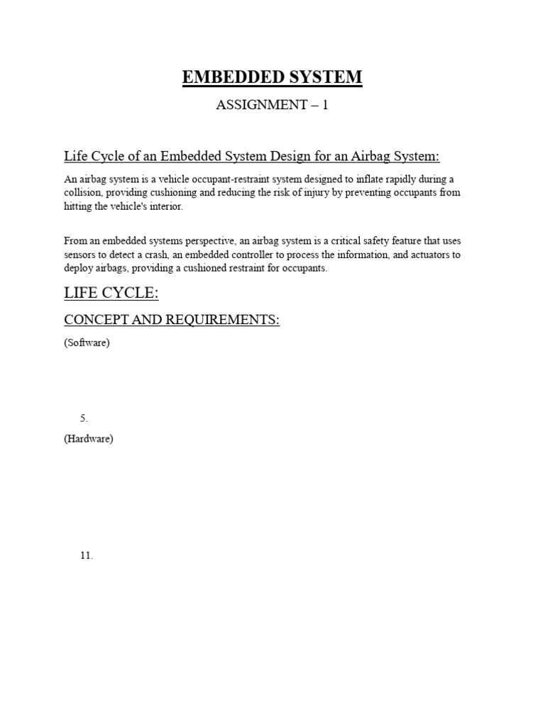 Embedded Systems Assignment | PDF | Microcontroller | Airbag