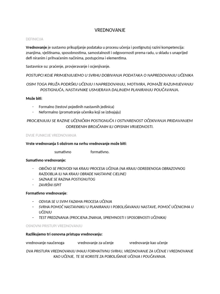 VREDNOVANJE | PDF