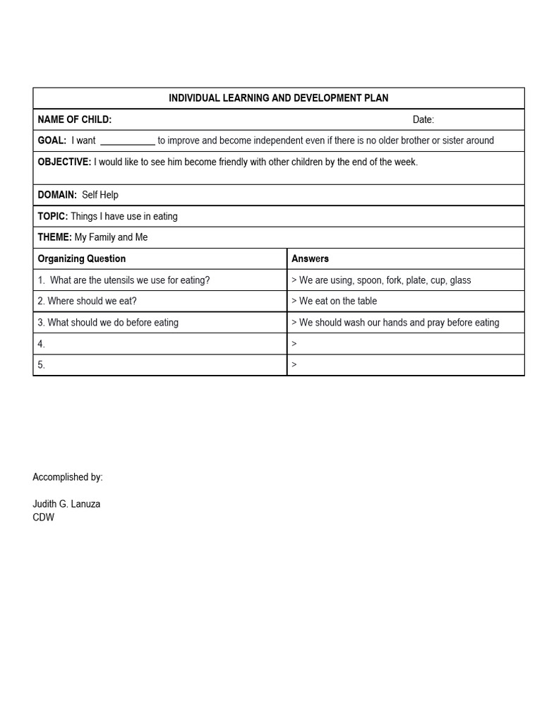 Individual Learning and Development Plan 2024-2025 | PDF | Childhood ...