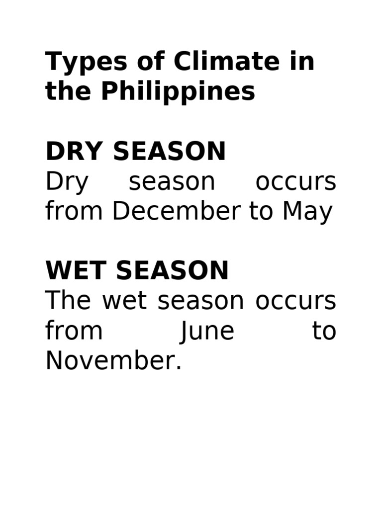 Types of Climate in the Philippines IMs | PDF