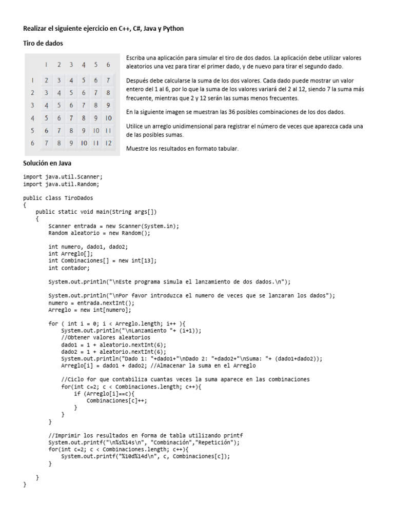 Ejercicio - Aleatorio, Ciclos, Arreglos | PDF | C Sharp (lenguaje de programación) | Java ...