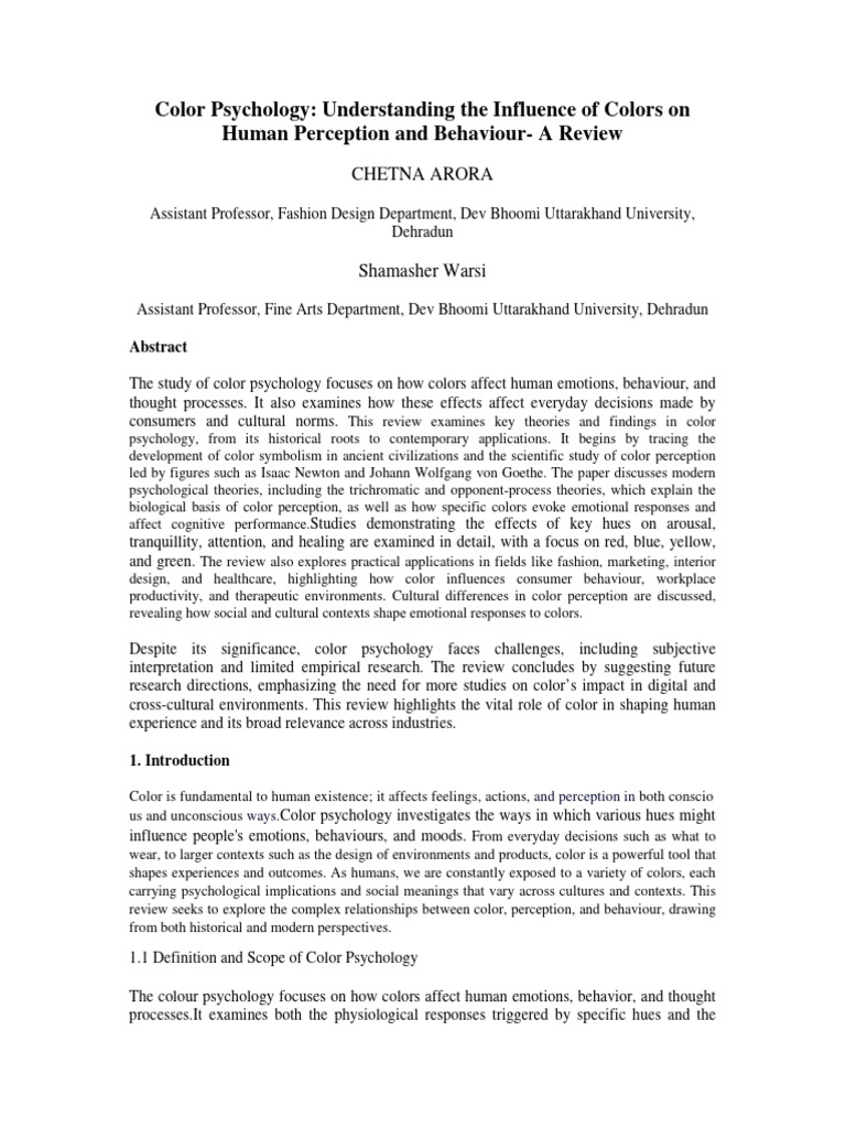 Color Psychology Research Paper | PDF | Color | Psychology
