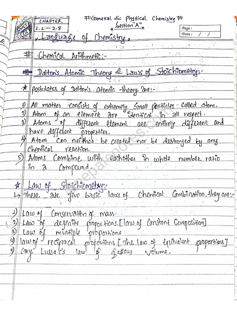 Chapter 1 Language of Chemistry Note | PDF