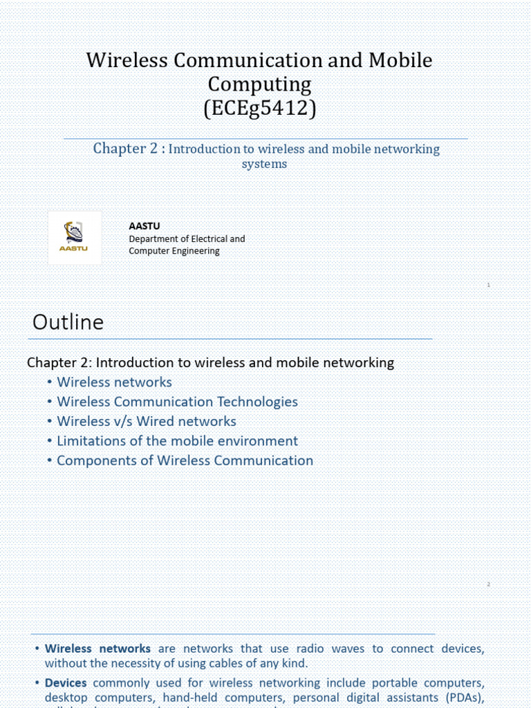 Chapter 2 Wireless Communication and Mobile Computing ECEg5412 | PDF | Antenna (Radio) | Wireless