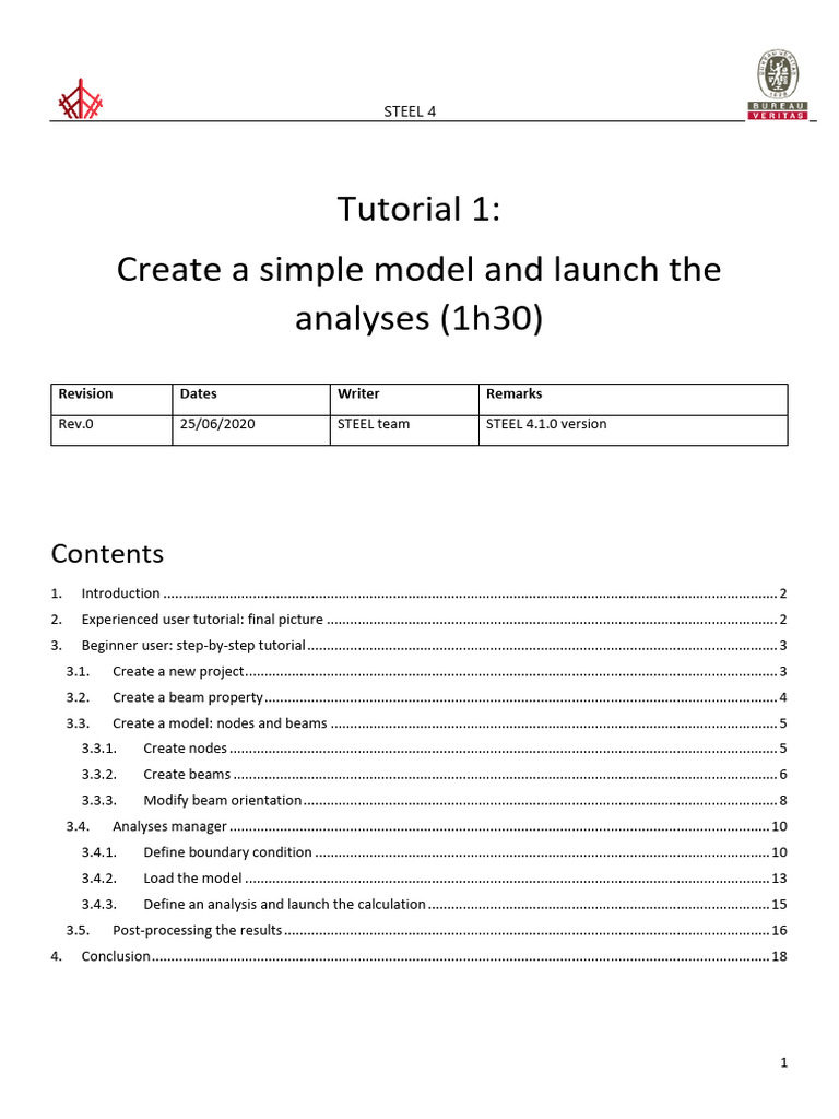 STEEL Tutorial 1 - Create A Simple Model and Launch The Analyses - 1h30 ...