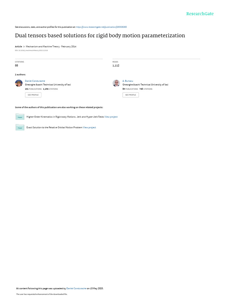 Condurache 2014 Dual Tensors Based Solutions For Ri | PDF | Tensor ...