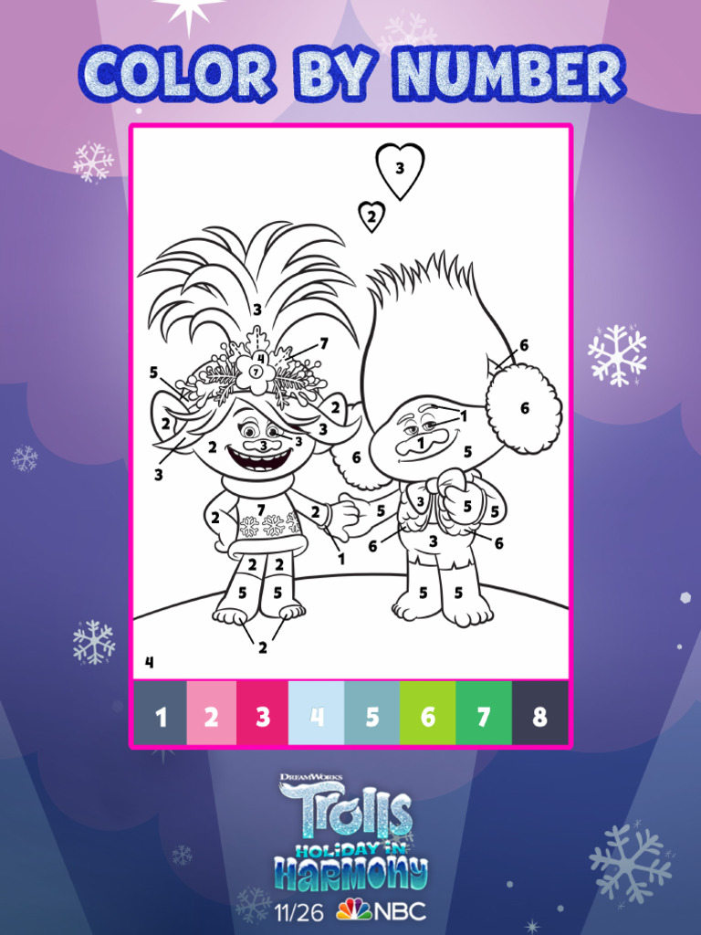 TrollsHIH ActivityPack Pg2 3 ColorByNumber | PDF