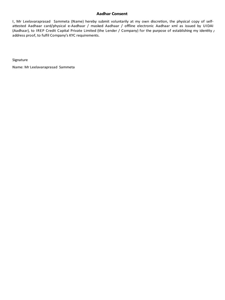 Aadhar Consent - IREP - 28-11-2024 | PDF