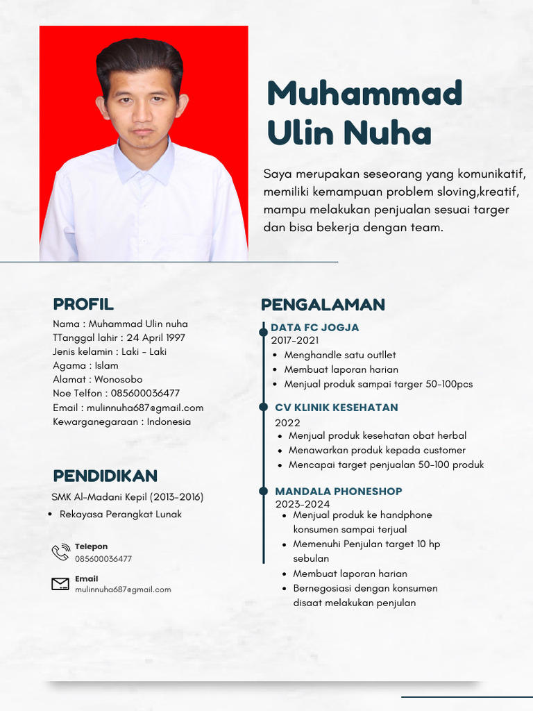 CV Muhammad Ulin Nuha | PDF