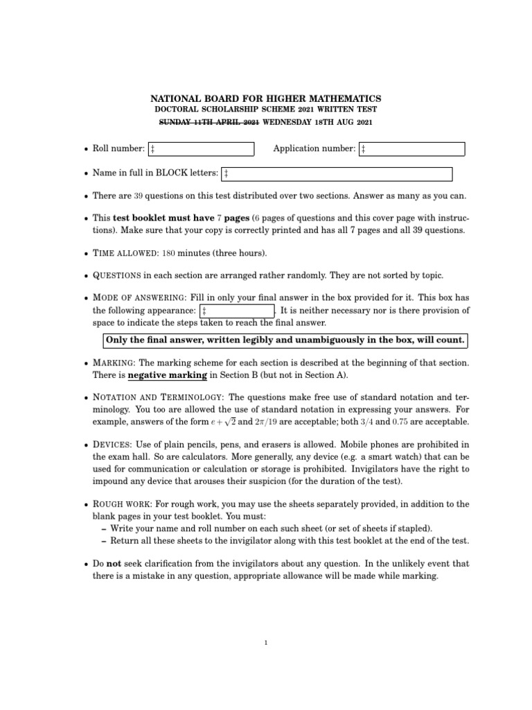 NBHM PHD 2021 Que. Ans Key | PDF | Matrix (Mathematics) | Ring ...