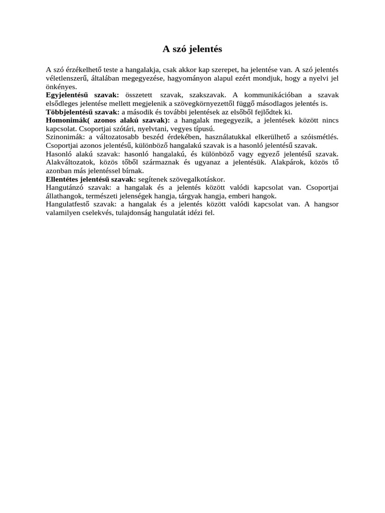 A Szó Jelentés | PDF