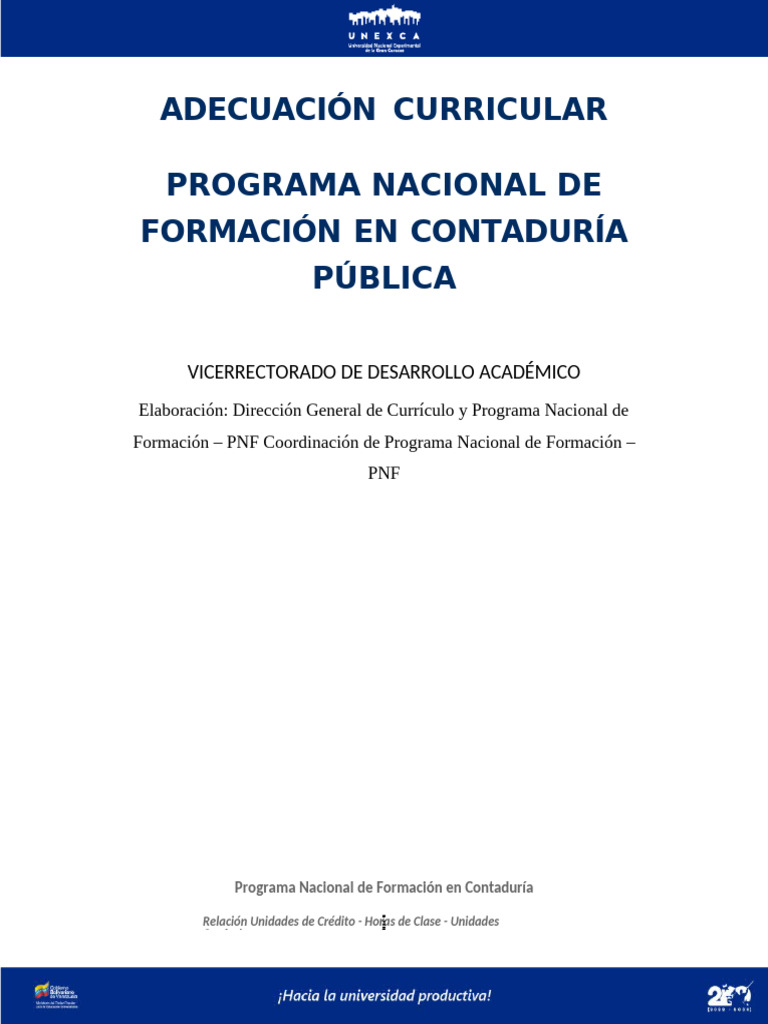 Malla PNF Contaduría UNEXCA | PDF | Teneduría de libros