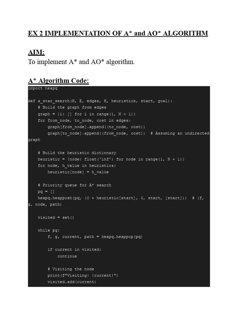 22IZ023 Nikhil - Exercise 2 - A - and AO - Algorithm | PDF