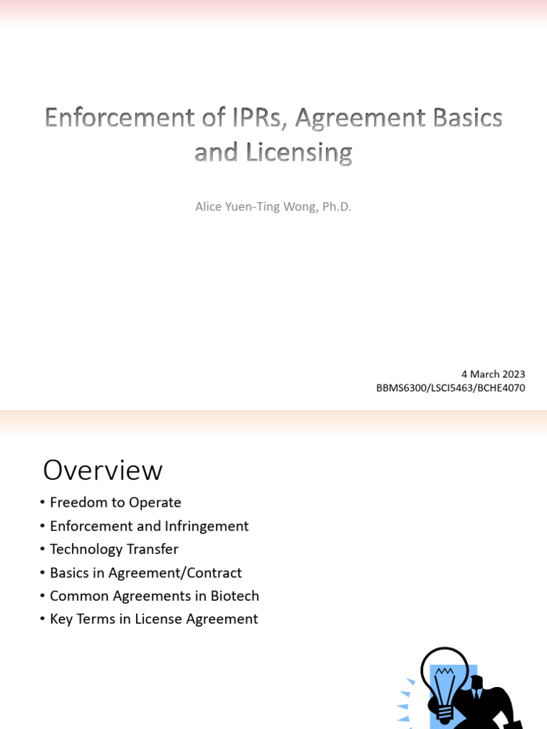 BBMS6300 2223 T2 Enforcement, Agreement Basics and Licensing (Students ...