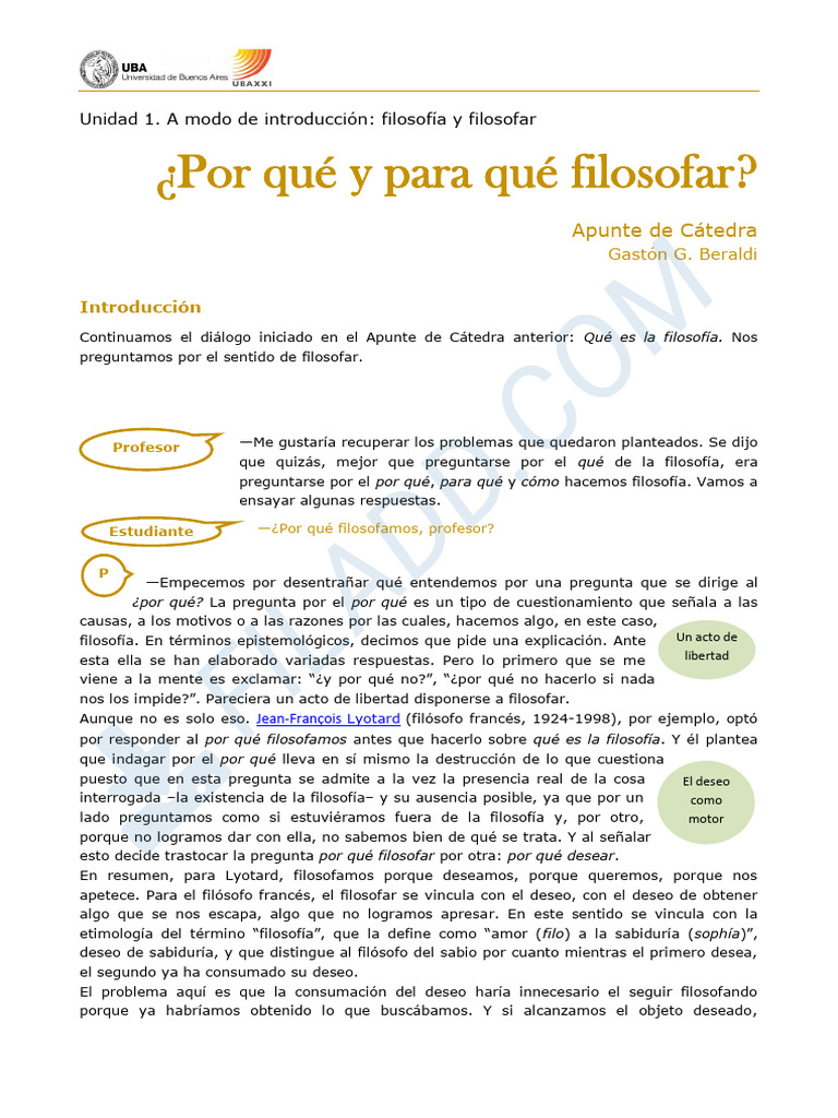 Unidad 1 Parte II Por Que y para Que Filosofar Campus | PDF ...