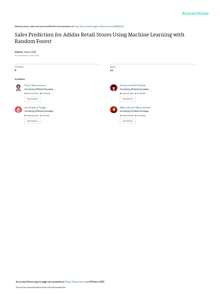 Sales Predictionfor Adidas Retail Stores Using Machine Learningwith ...