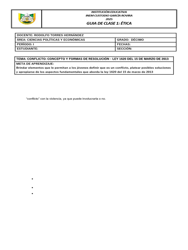 Etica Decimo Guia - 1 | PDF | Conflicto (proceso) | Psicología Social