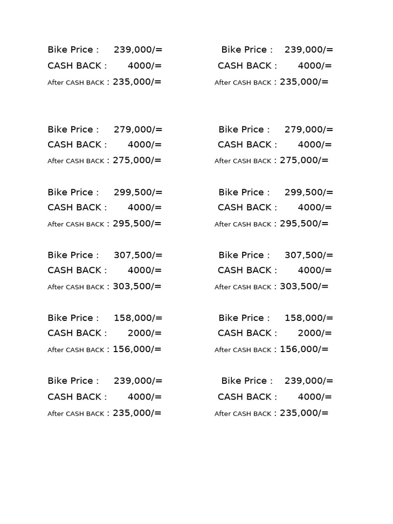 Bike Price | PDF