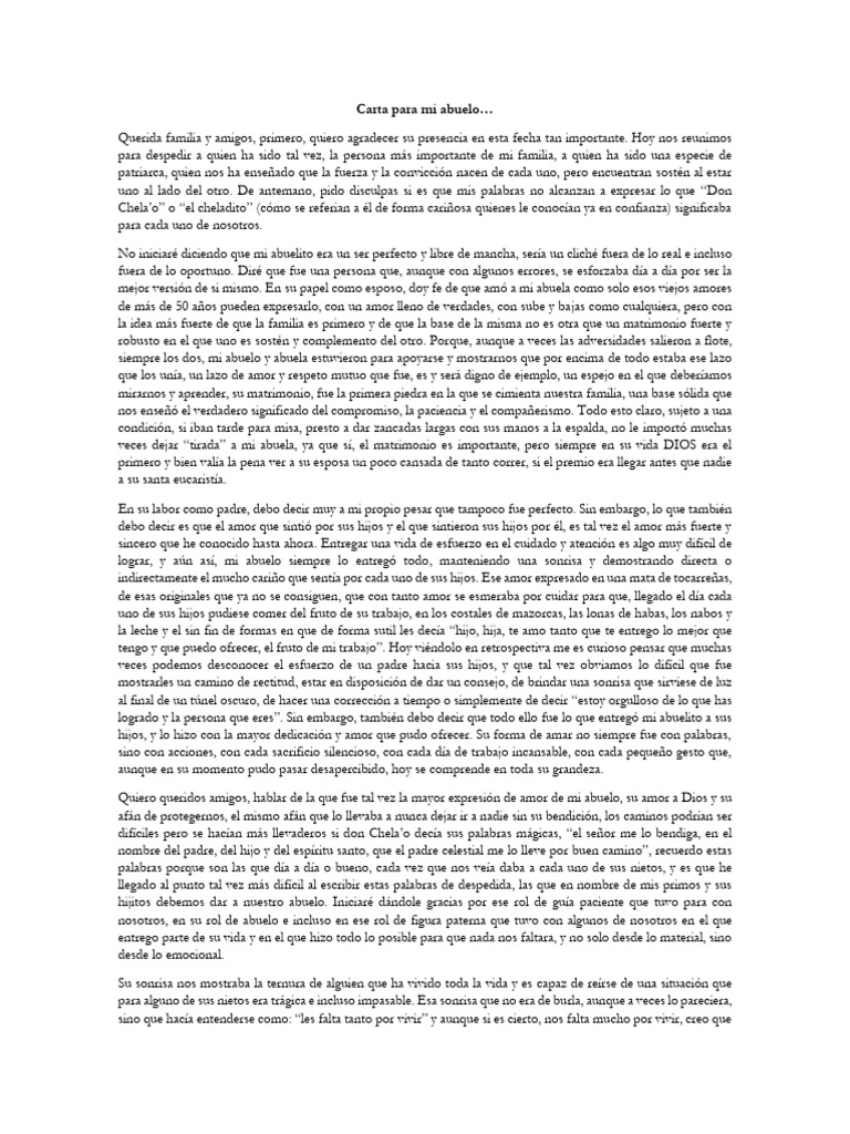 Carta de despedida a mi abuelo | PDF | Amor