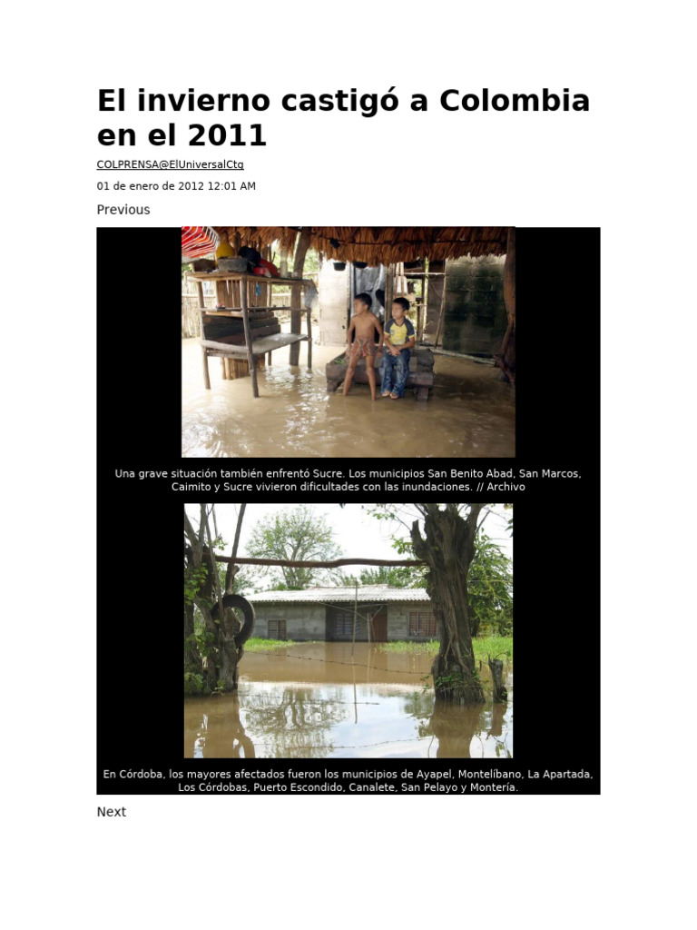 Impacto del Invierno 2010-2011 en Colombia | PDF | Bogotá | Inundar