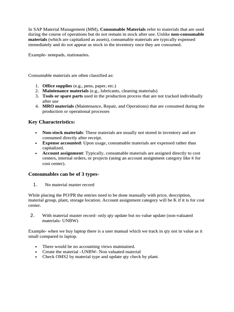 Consumable Material | PDF | Inventory | Business