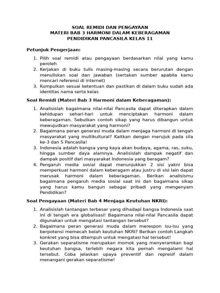 Remidi Dan Pengayaan Bab 3 PP 11 | PDF