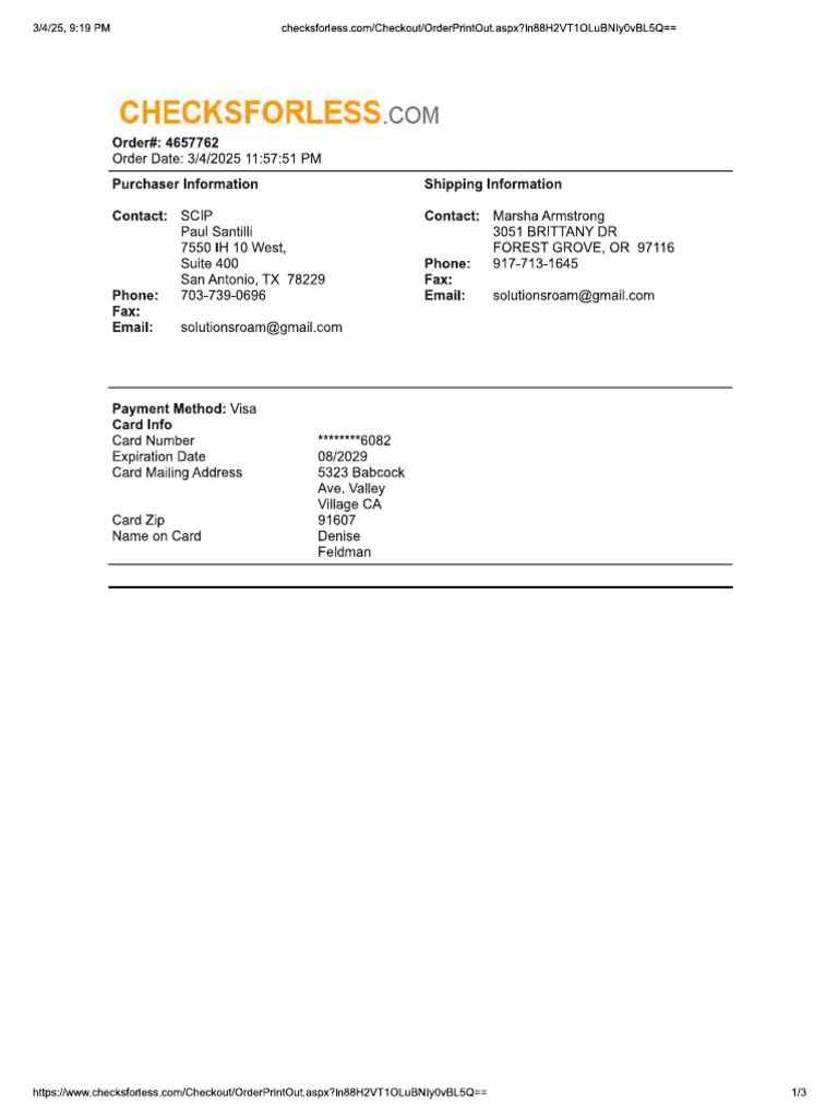 Check Order Confirmation | PDF