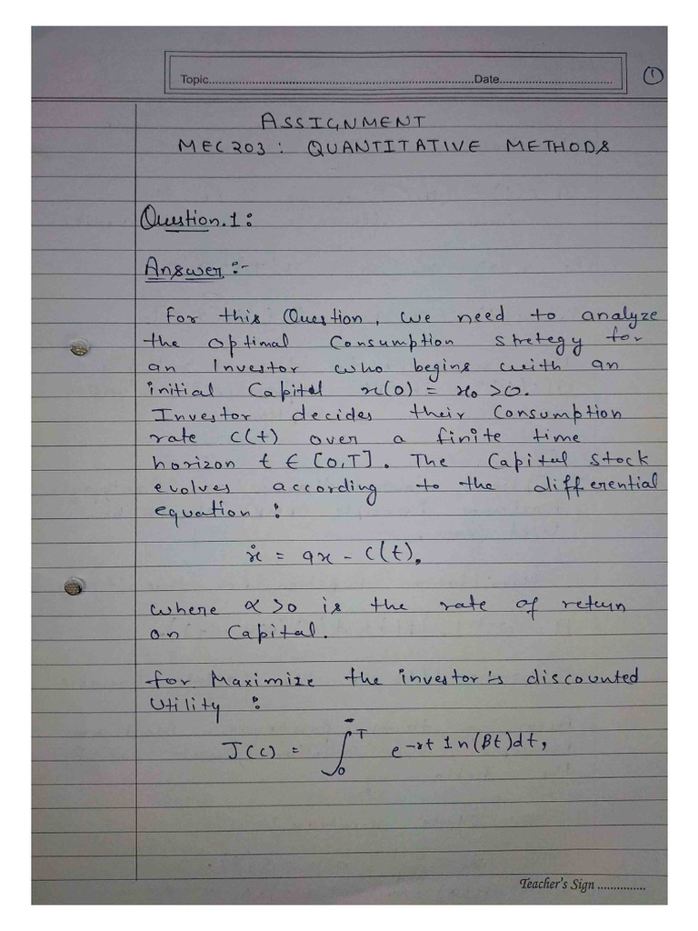 MEC 203 Assignment | PDF