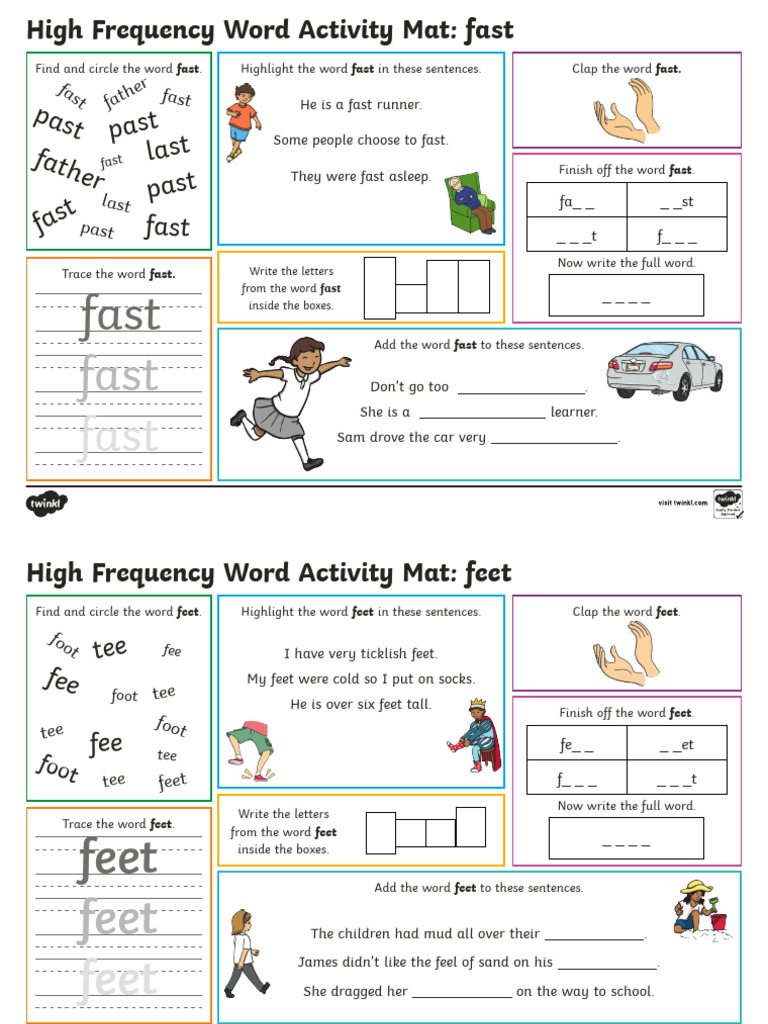 High Frequency Words Activity Sheets | PDF