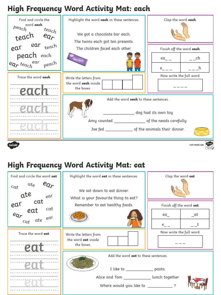 E - Next 200 High Frequency Words | PDF