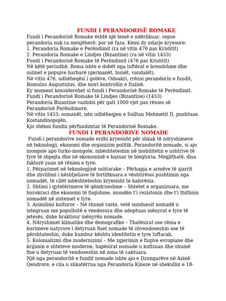 Fundi I Perandorisë Romake | PDF