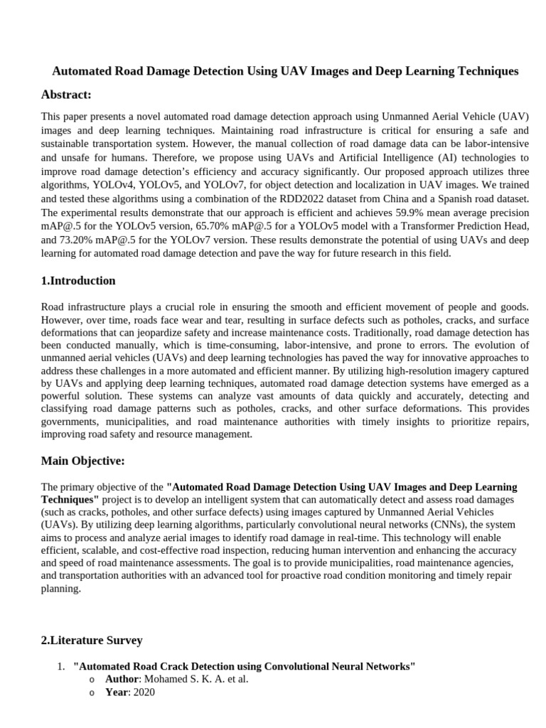 CSE-B Batch - 11 Automated Road Damage Detection Using UAV Images and Deep Learning Techniques ...